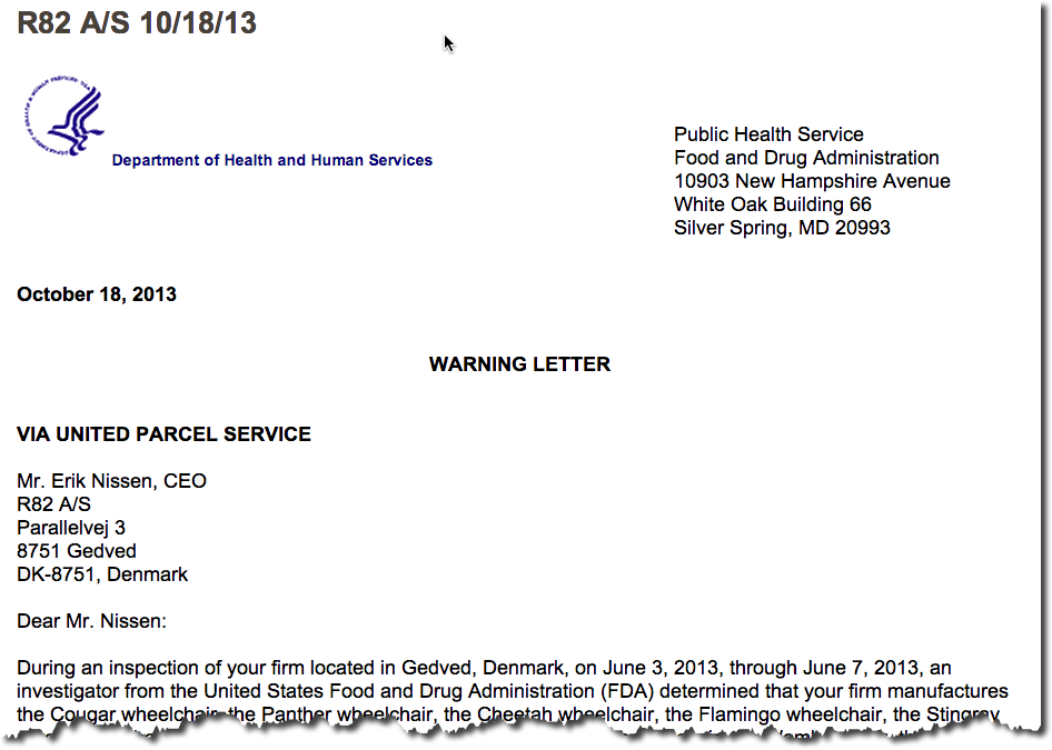 FDA Warning Letters Und Formular 483