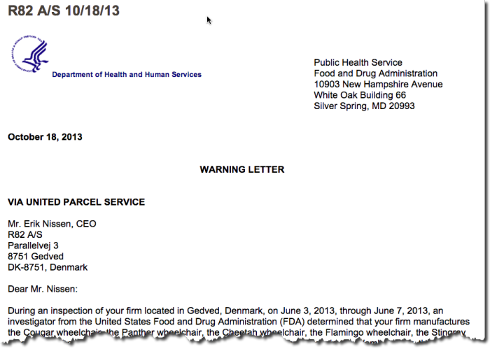 FDA Warning Letters und Formular 483